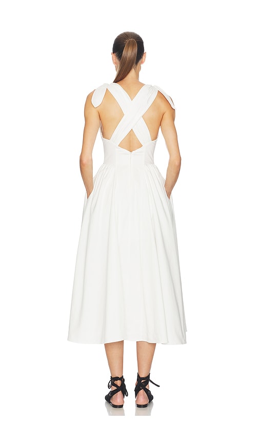 Helsa Faille Halter Midi Dress - White | Editorialist