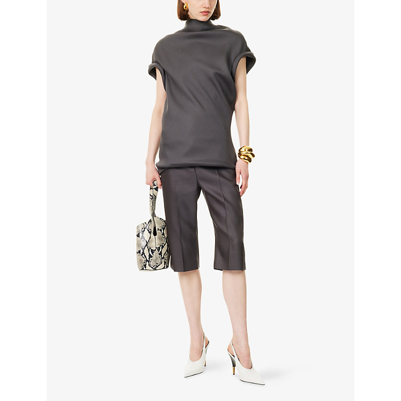 KHAITE Tandie Draped Wool-Silk Blend Top