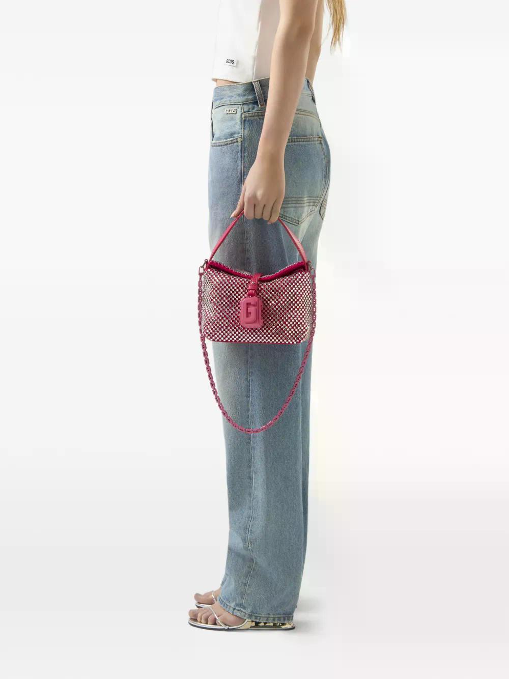 GCDS Mini Mega Comma Crystal-Embellished G-Lock Clutch