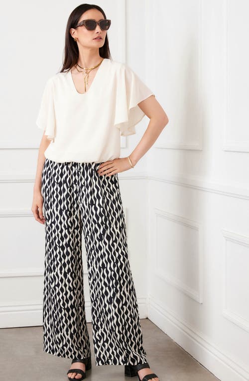 KAREN KANE Karen Kane Wide Leg Satin Pants with Geometric Print