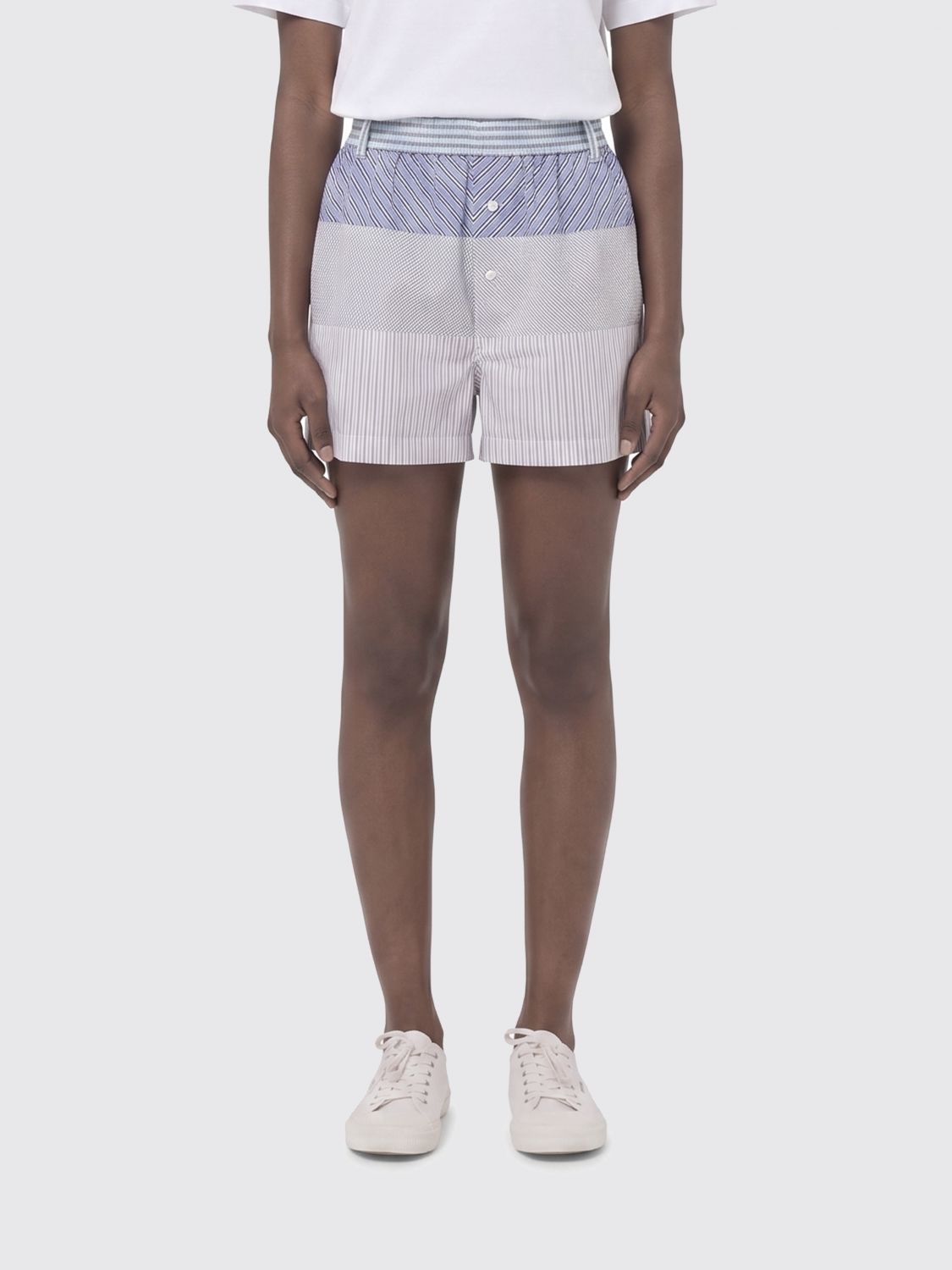 MOSCHINO Moschino Mid-Rise Cotton Shorts with Patchwork Print