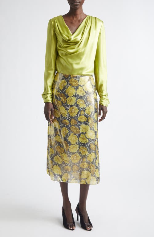 VALENTINO Draped Cowl Neck Silk Top