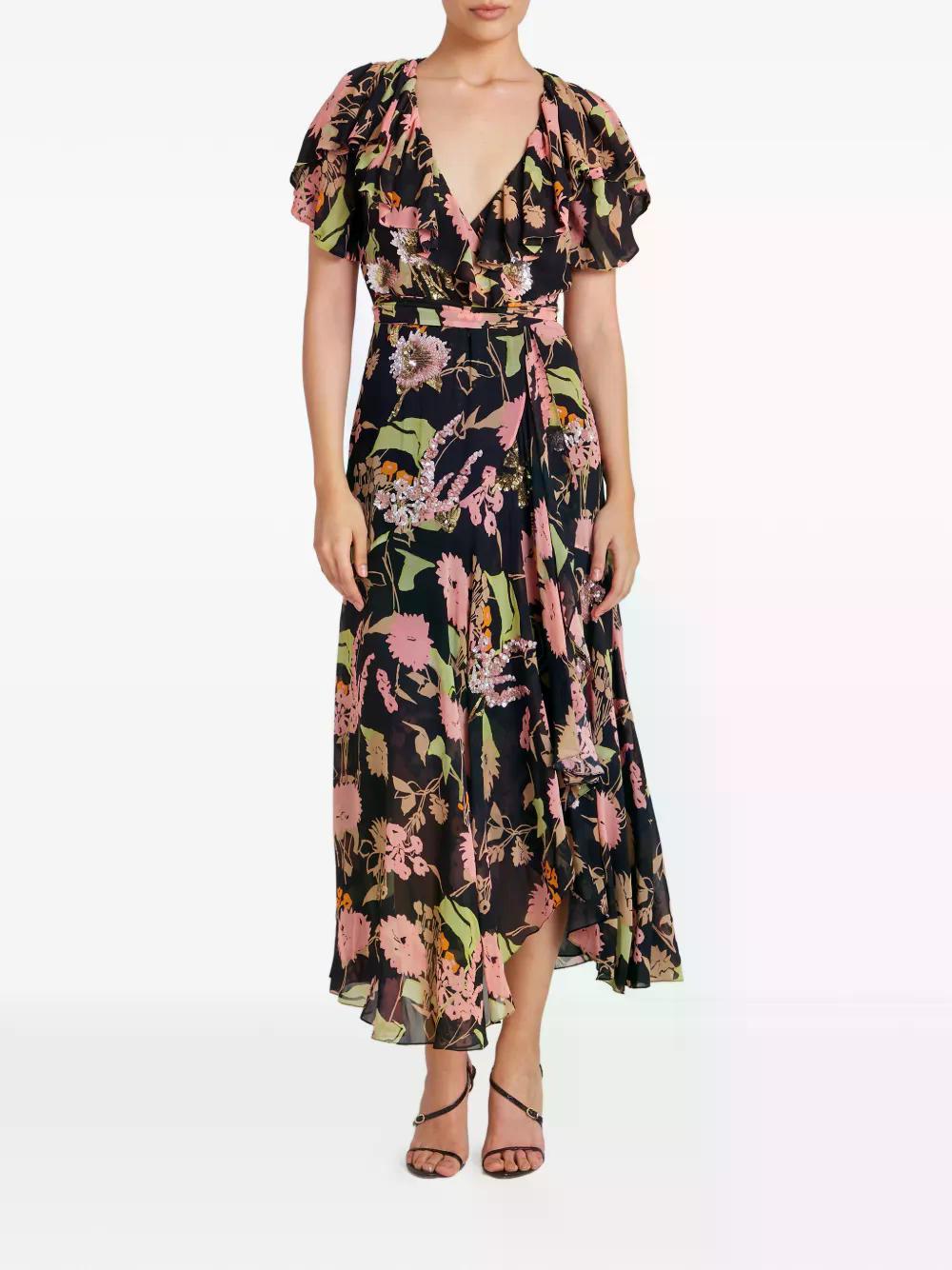 TEMPERLEY LONDON Maisie Sequin-Embellished Floral-Print Dress
