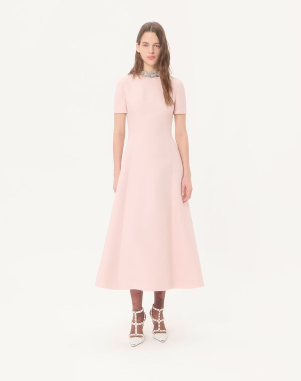 VALENTINO Valentino Crepe Couture Embroidered Midi Dress
