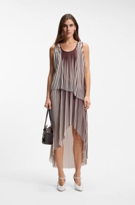 BOSS A-Line Dress with Plissé Pleats