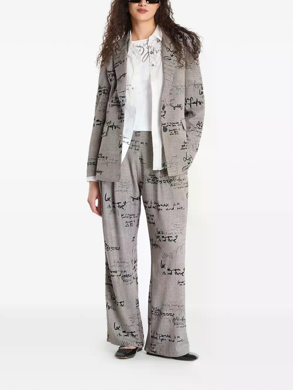 DESIGUAL Check-Print Pleated Trousers