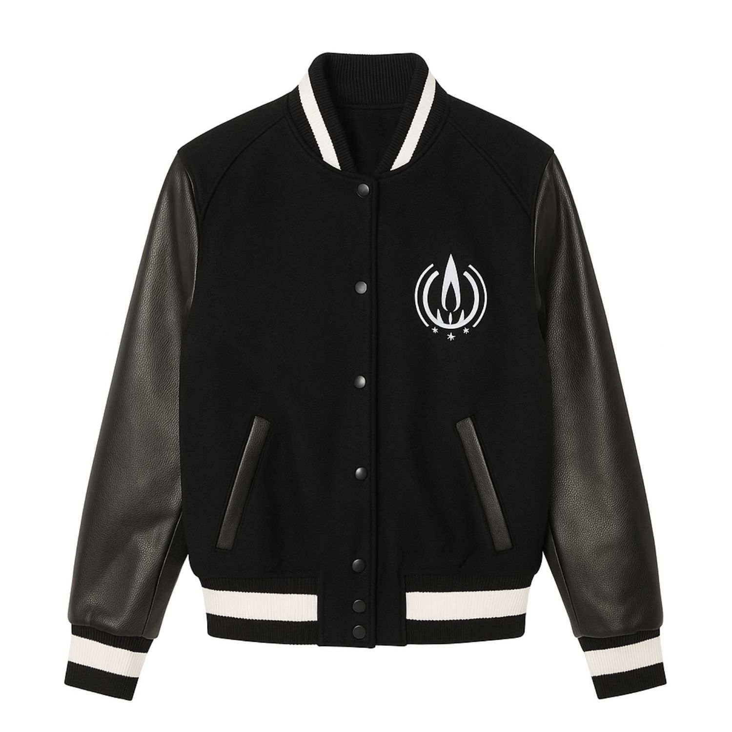 StüSsy Casentino Wool Varsity Jacket - Black | Editorialist