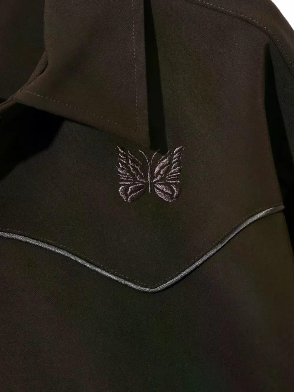 Needles Butterfly Embroidered Topstitched Western Sport Jacket In