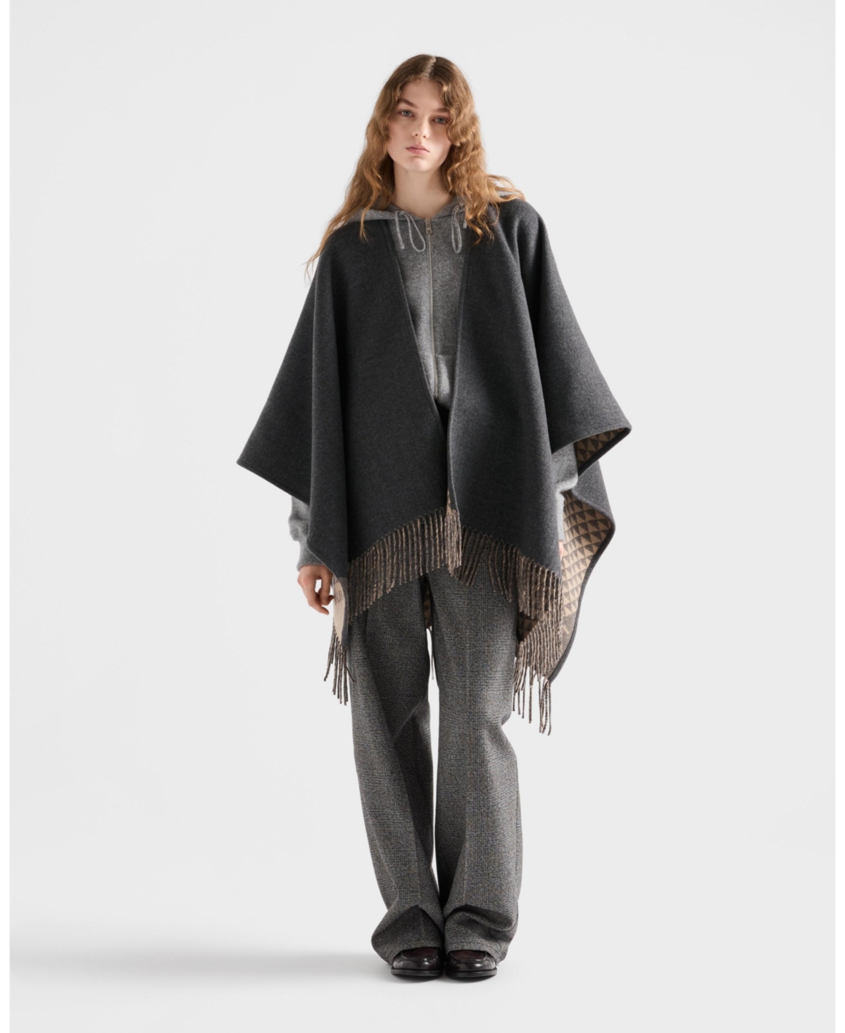 PRADA Reversible Wool and Cashmere Poncho