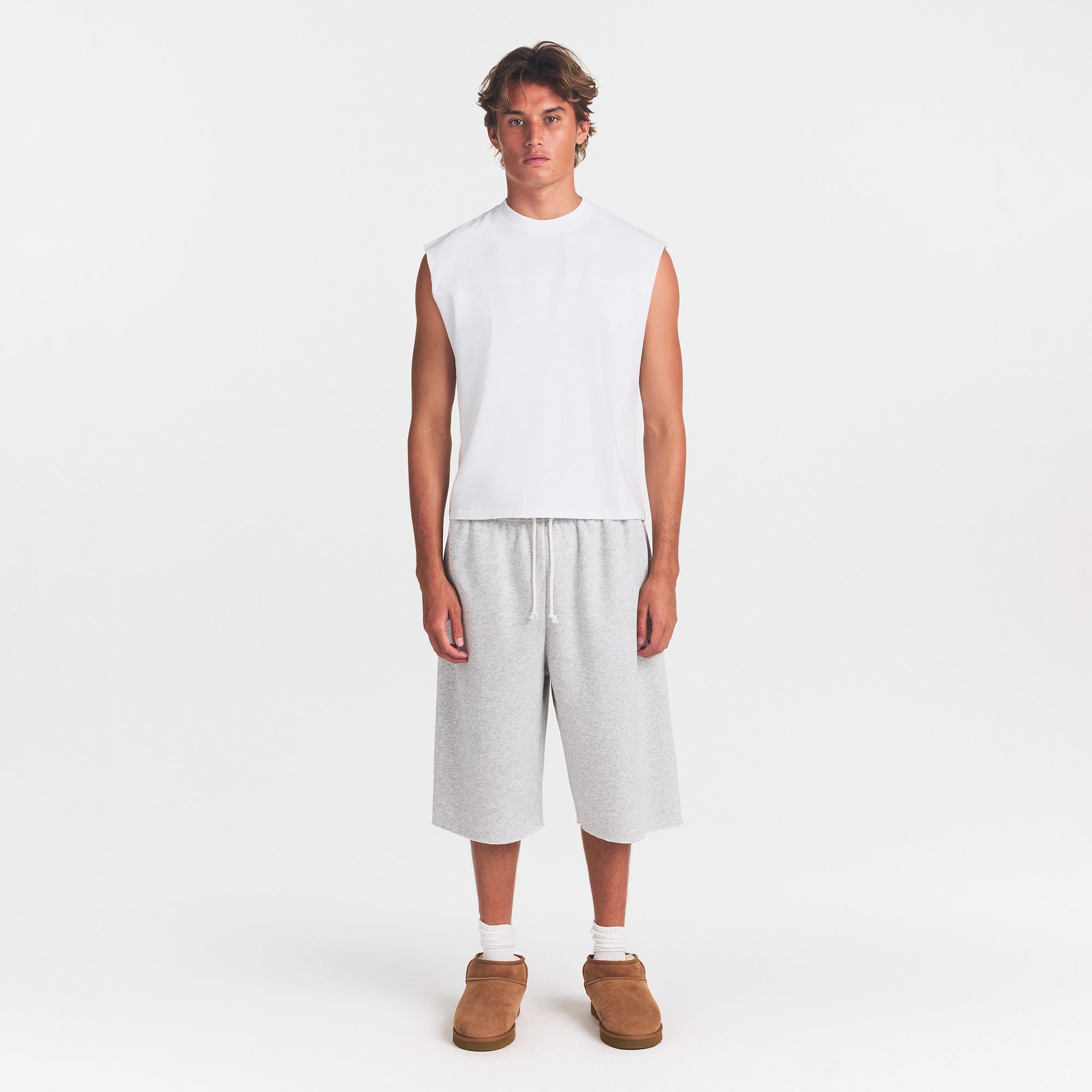 SKIMS mens cropped muscle tank top | white | medium | heavyweight cotton