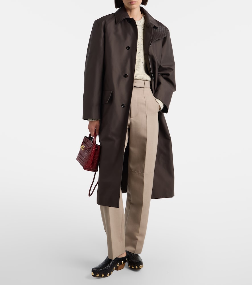 BOTTEGA VENETA intrecciato leather-trimmed trench coat