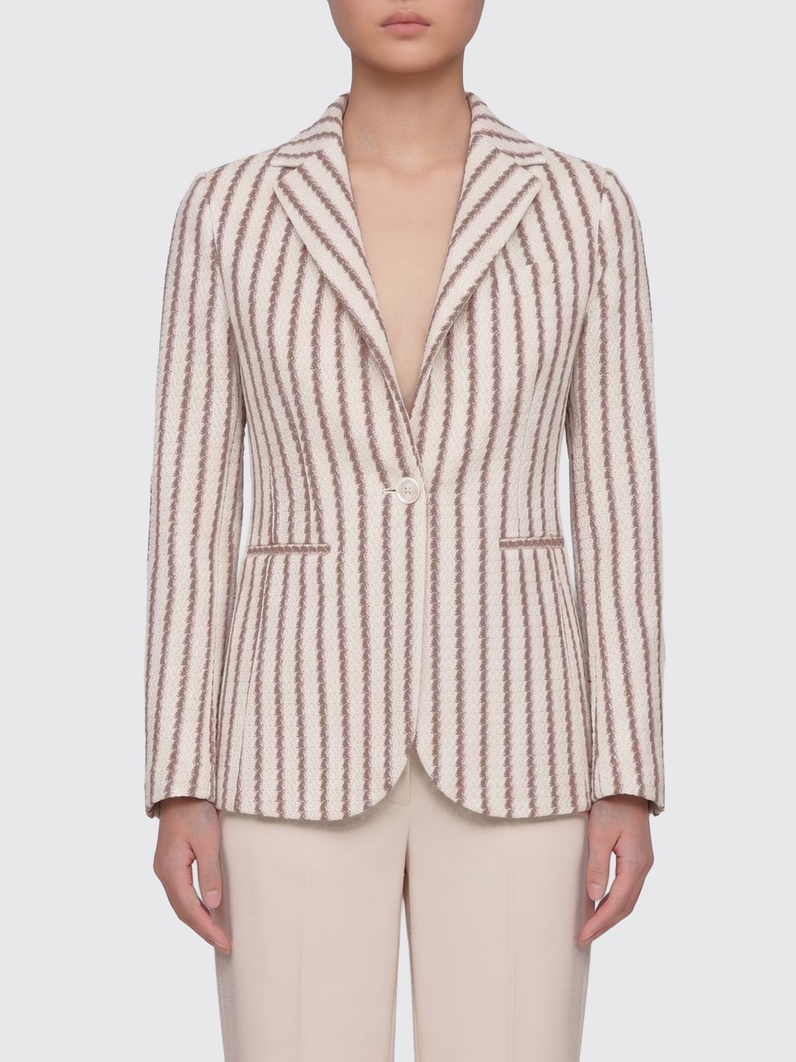 CIRCOLO 1901 Circolo 1901 Striped Cotton Single-Breasted Blazer