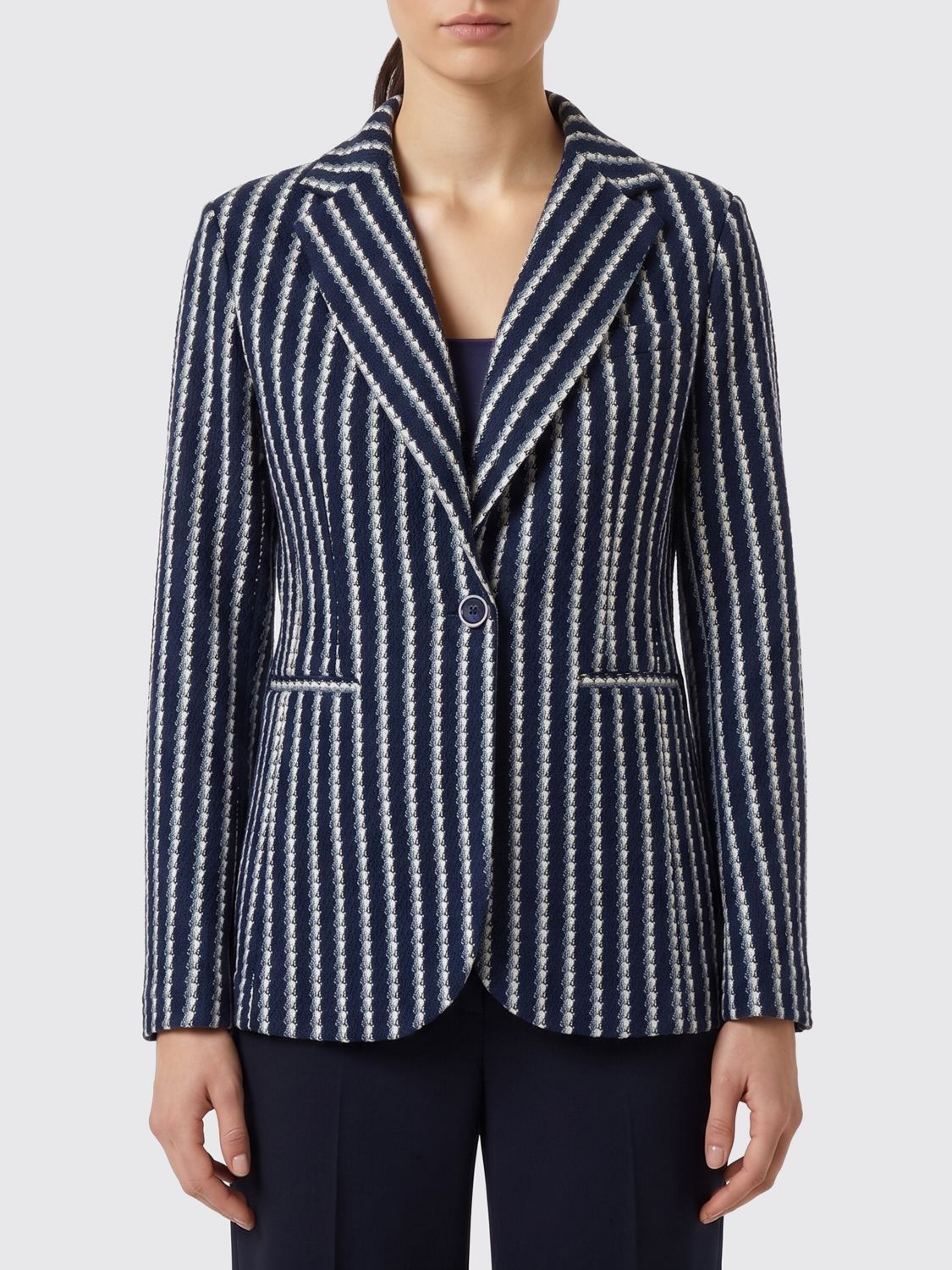 CIRCOLO 1901 Circolo 1901 Striped Cotton Single-Breasted Blazer