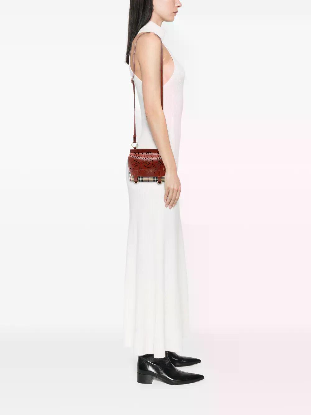 BURBERRY Burberry Haymarket Check Coated Canvas and Leather Bridle Crossbody Bag