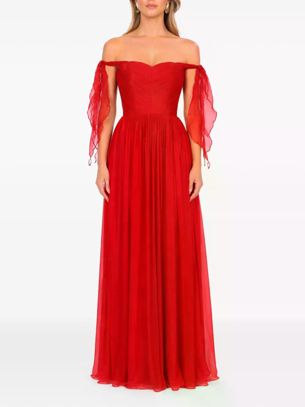 Alexis Off-The-Shoulder Pleated Knit Maxi Dress In Mint - 51% Off |  Editorialist