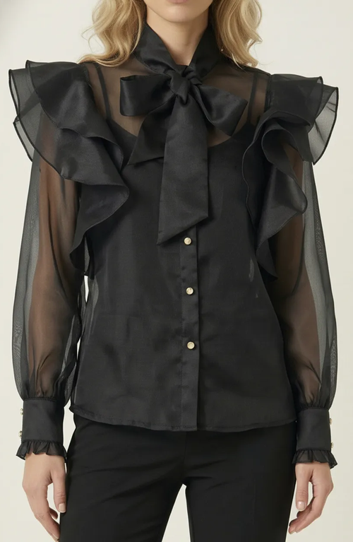 GUCCI GUCCI Silk Georgette Shirt with Lace Trim