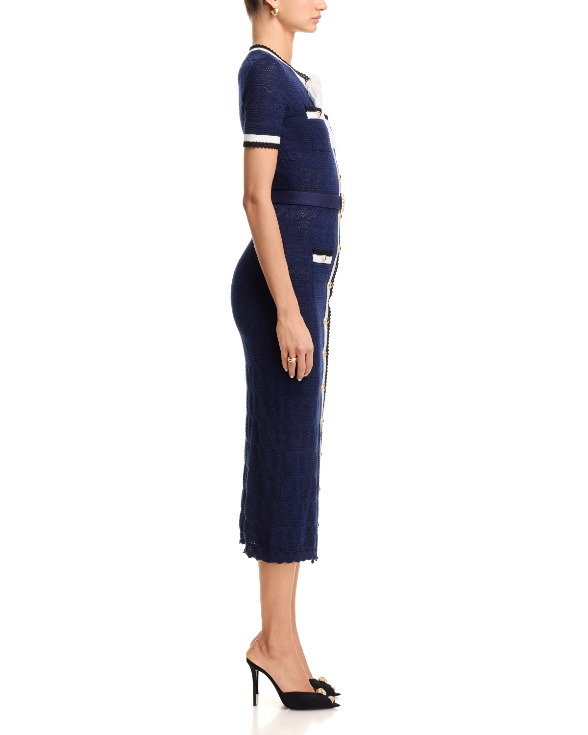 SELF-PORTRAIT Pointelle Knit Mini Dress
