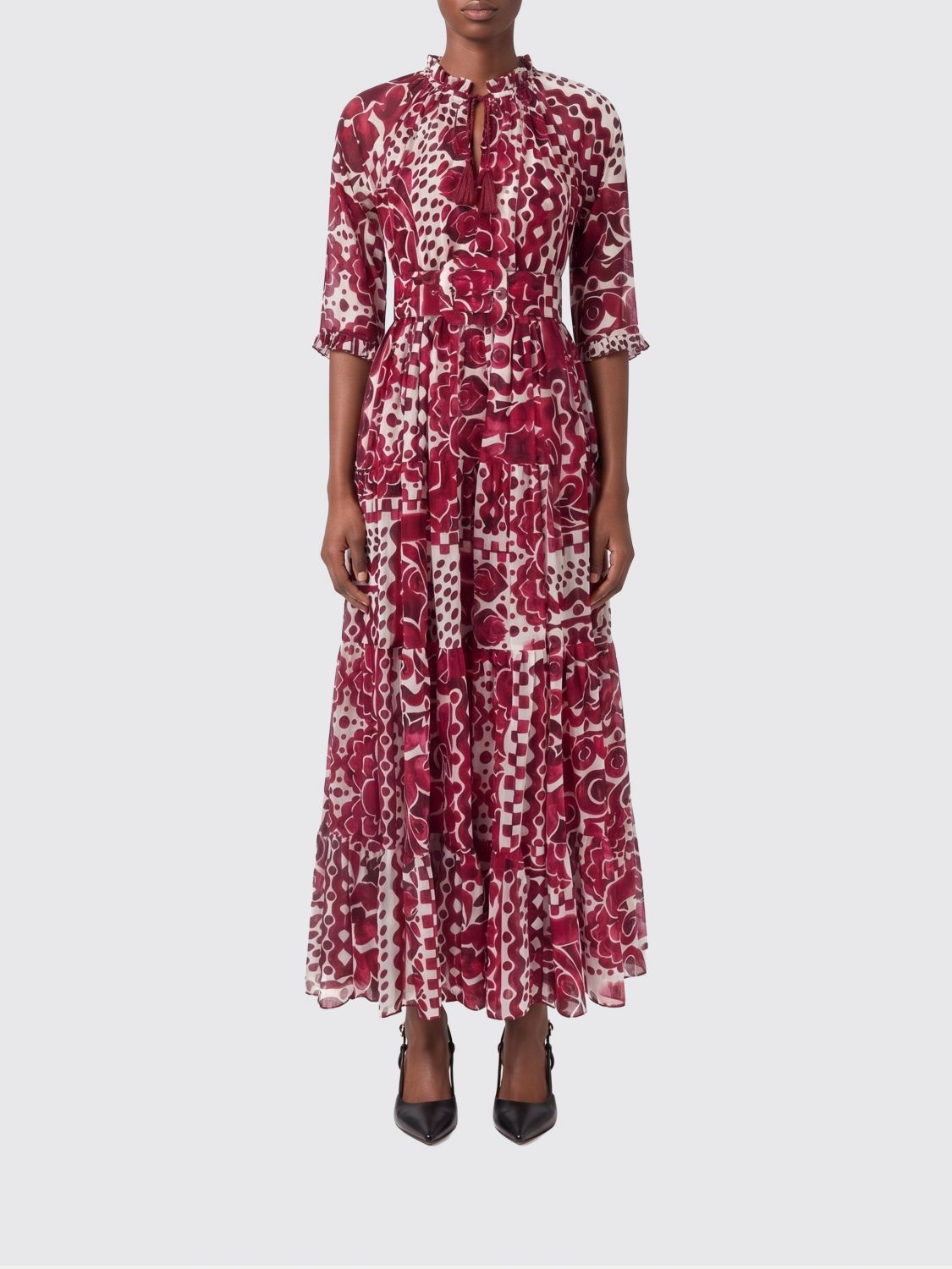 SAMANTHA SUNG Samantha Sung Eden Floral Print Cotton Midi Dress