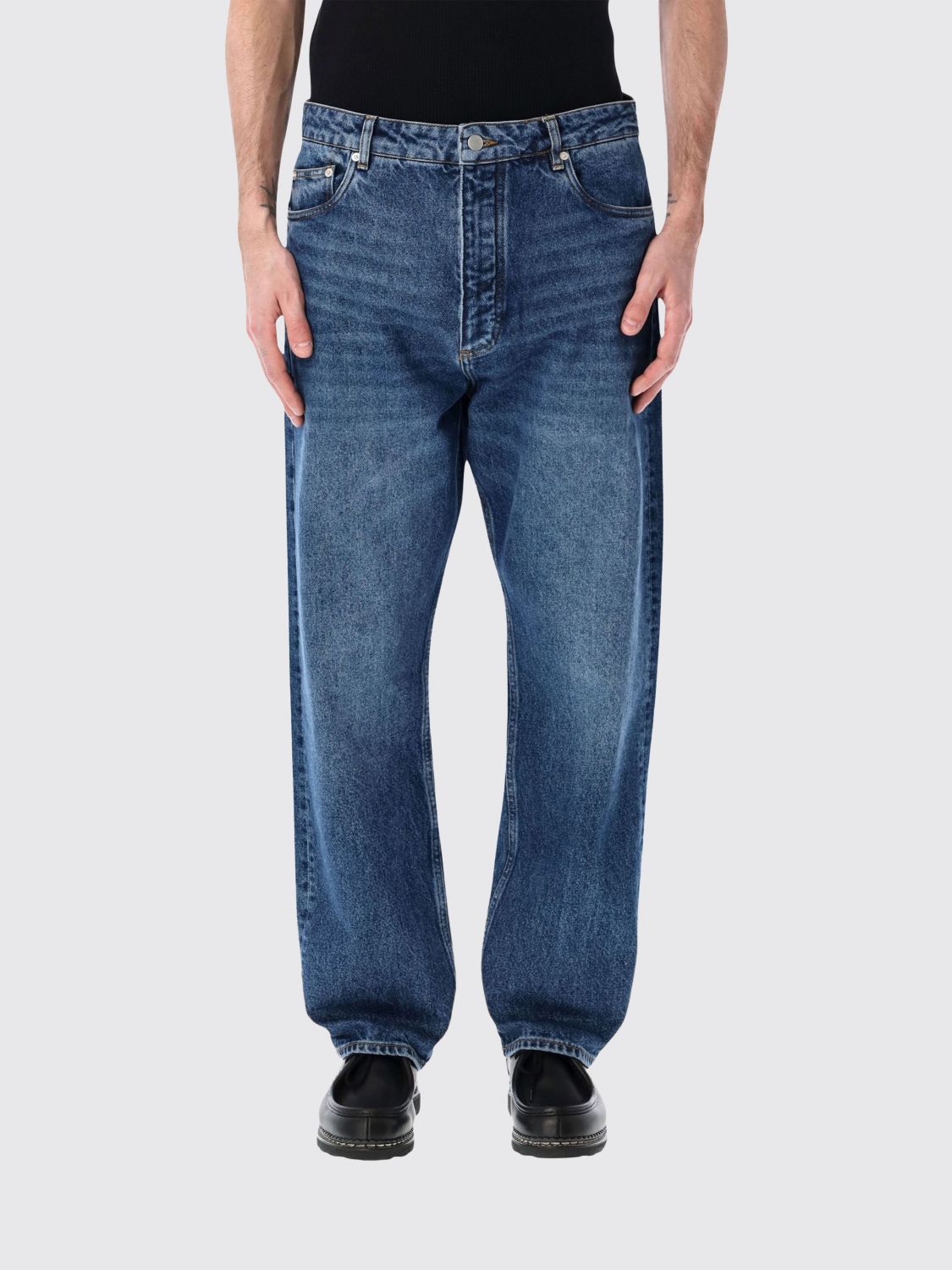 STUDIO NICHOLSON Studio Nicholson Wide Leg Jeans in Denim