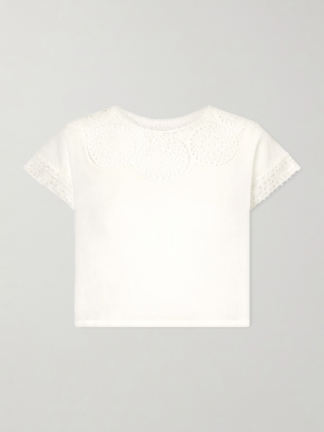 NILI LOTAN Nili Lotan Caila Crochet-Trimmed Ramie Top