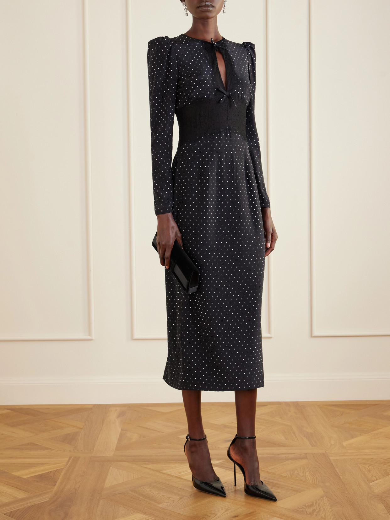 ALESSANDRA RICH Alessandra Rich Polka-Dot Silk Midi Dress