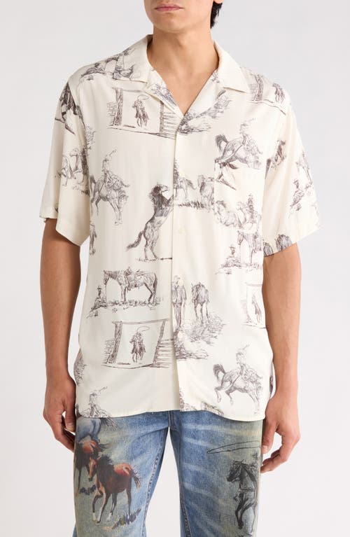 ONE OF THESE DAYS charcoal montage cotton camp shirt