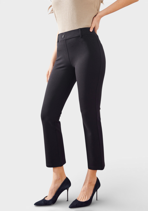 BETABRAND Classic Kick Flare Crop Stretch Ponte Pants