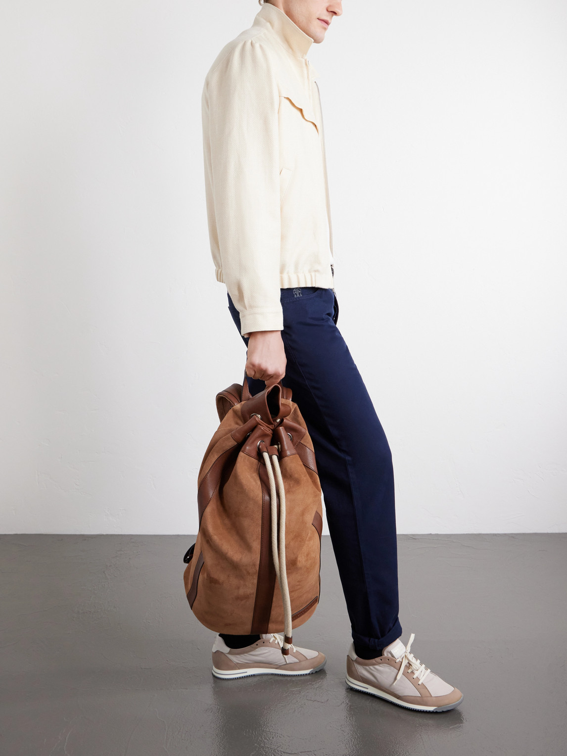 BRUNELLO CUCINELLI Brunello Cucinelli Suede Backpack with Leather Trim