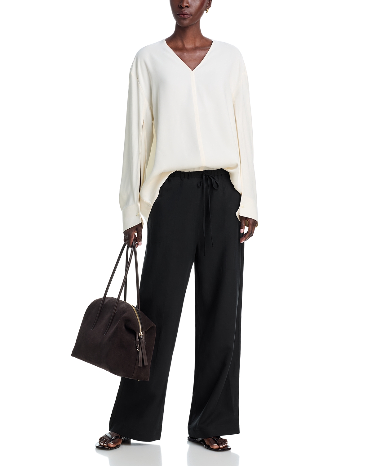 TOTÊME Toteme V-Neck Twill Blouse