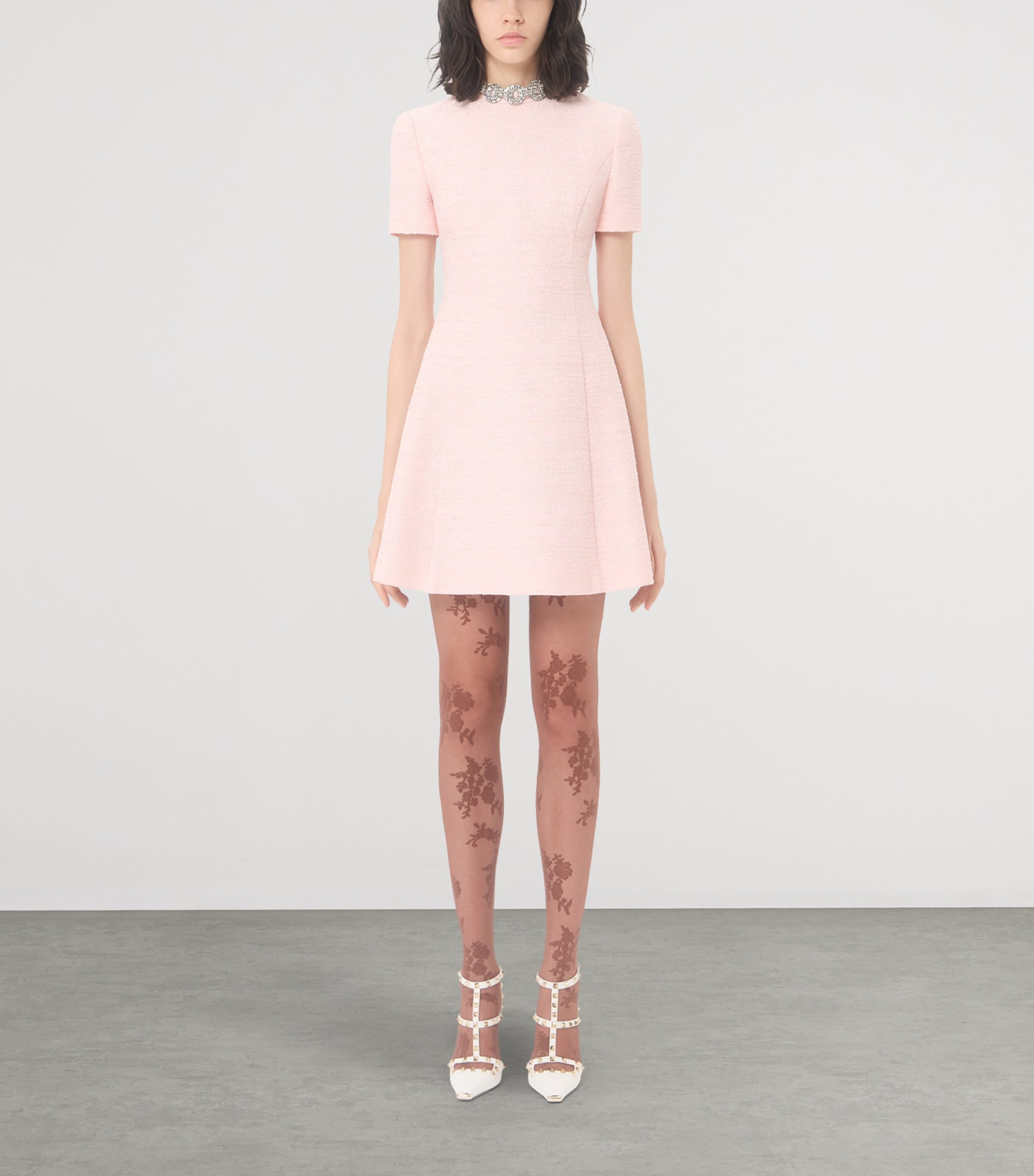 VALENTINO Valentino Tweed Embellished Mini Dress