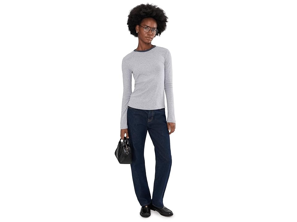 VINCE Vince Heather Tipped Long Sleeve Crew