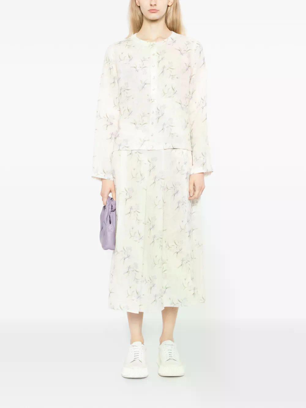 AGNES B. Agnès b. Ginette Floral Print Midi Skirt