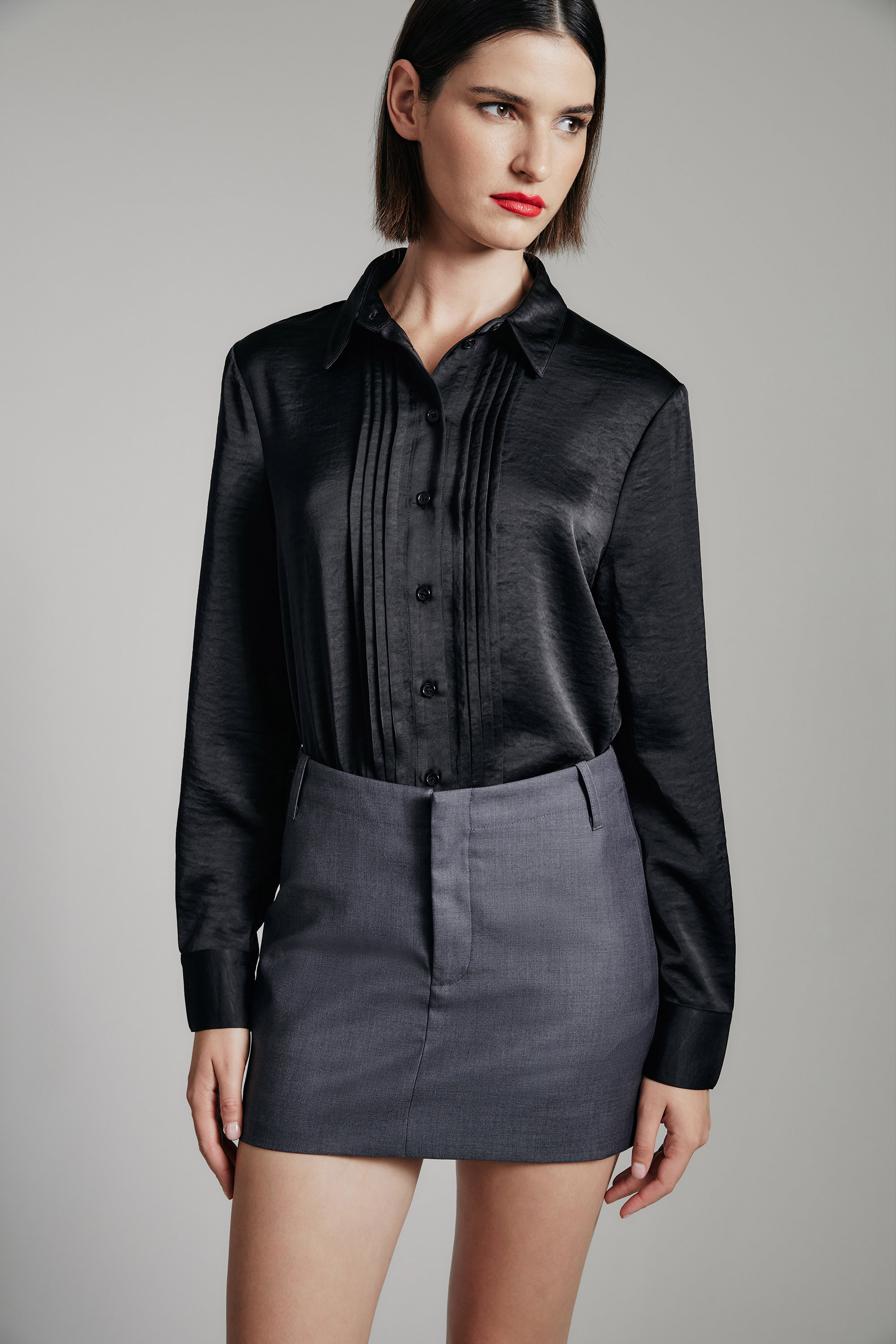 BARDOT BARDOT Dinah Pintuck Satin Shirt