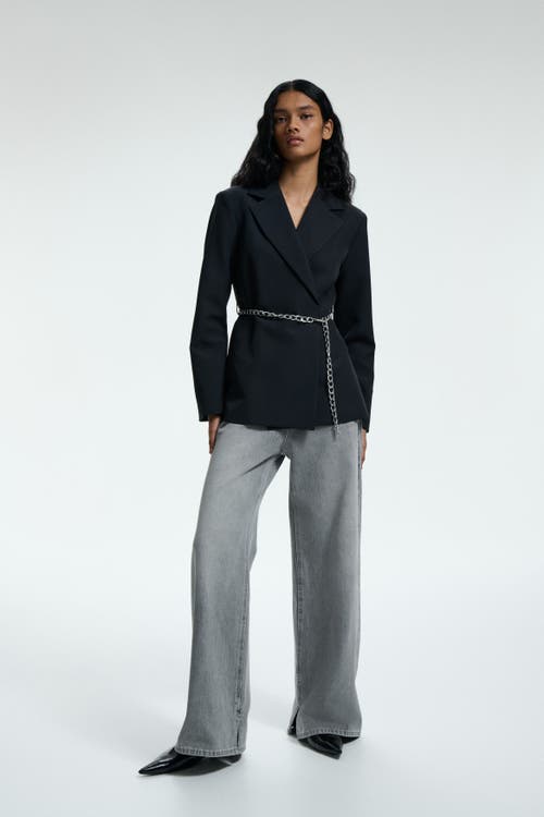 H&M Belted Blazer with Notched Lapel