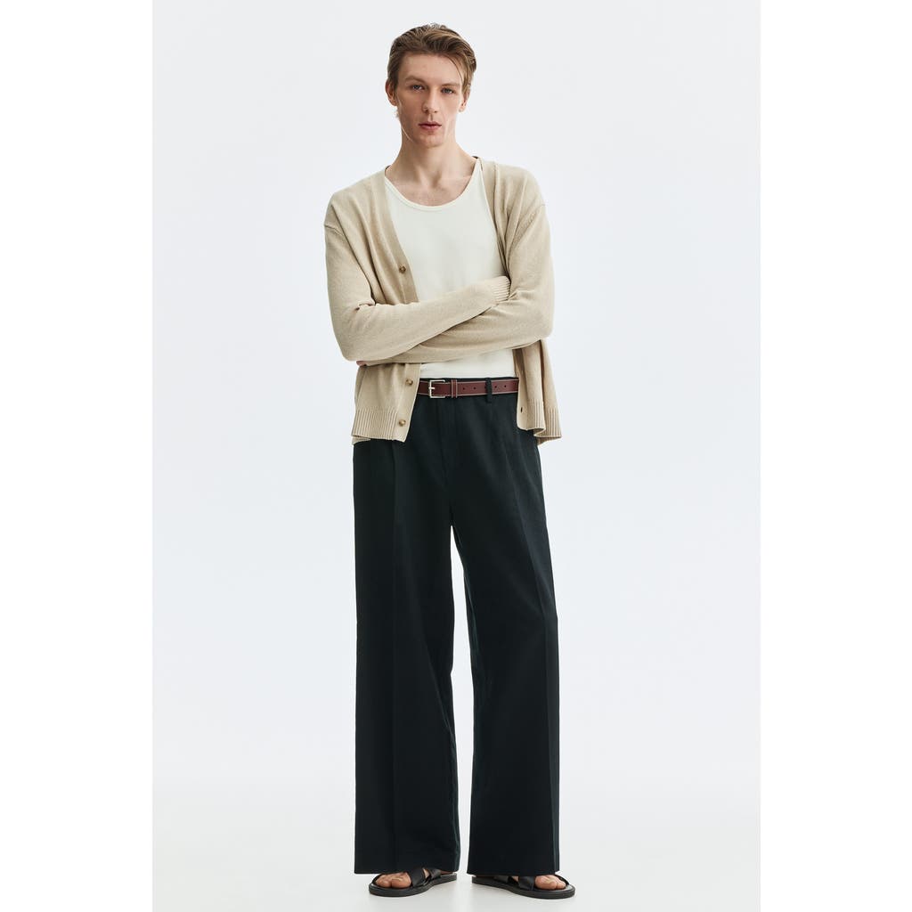 H&M H&M Loose Fit Linen-Blend Wide-Leg Trousers