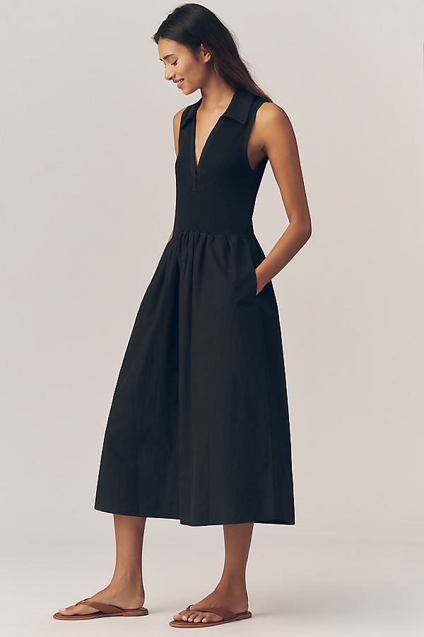NATION LOS ANGELES Jessica V-Neck Midi Dress