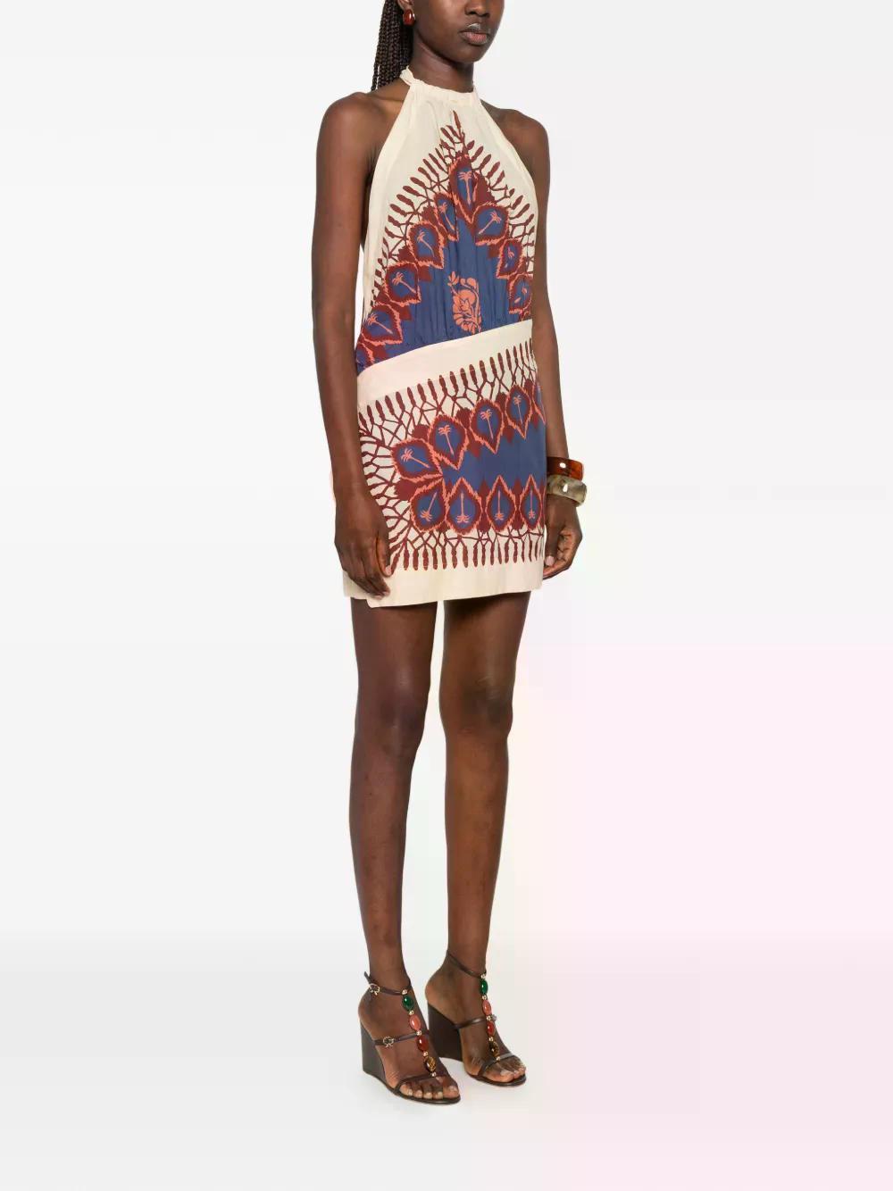 JOHANNA ORTIZ Johanna Ortiz Graphic Print Halterneck Mini Dress