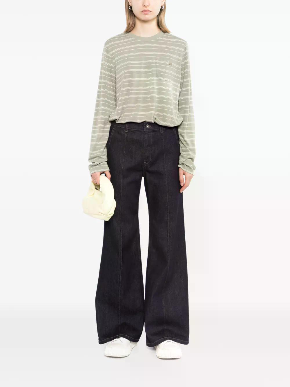 MAISON KITSUNÉ Maison Kitsuné Striped Long-Sleeve T-Shirt with Fox Embroidery