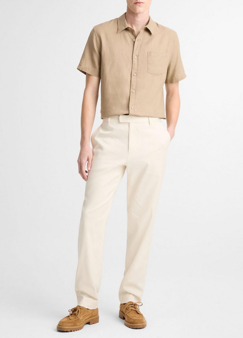 VINCE Vince Owen Athletic Linen-Cotton Extended-Tab Pant