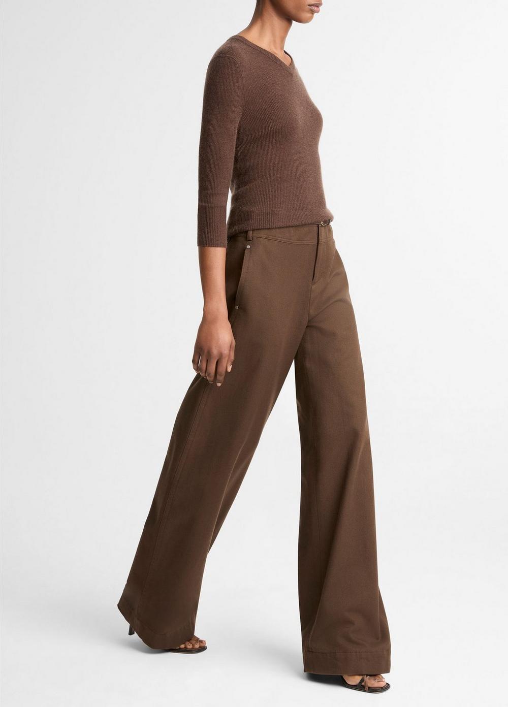VINCE Vince Italian Cotton Utility Double-Waist Wide-Leg Pant