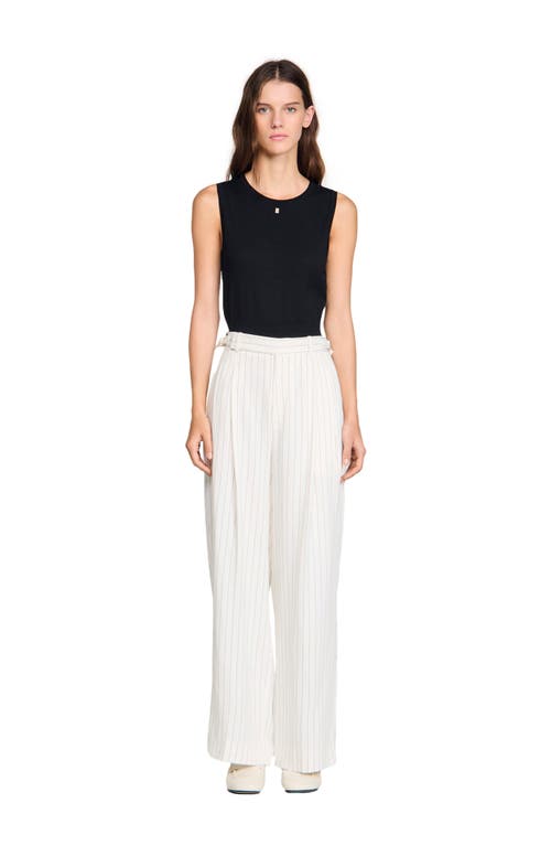 SANDRO SANDRO Striped Tailored Wide-Leg Trousers