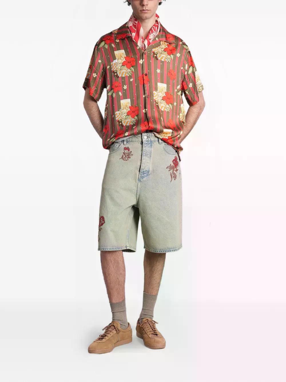 DROLE DE MONSIEUR Drôle De Monsieur Embroidered Denim Shorts
