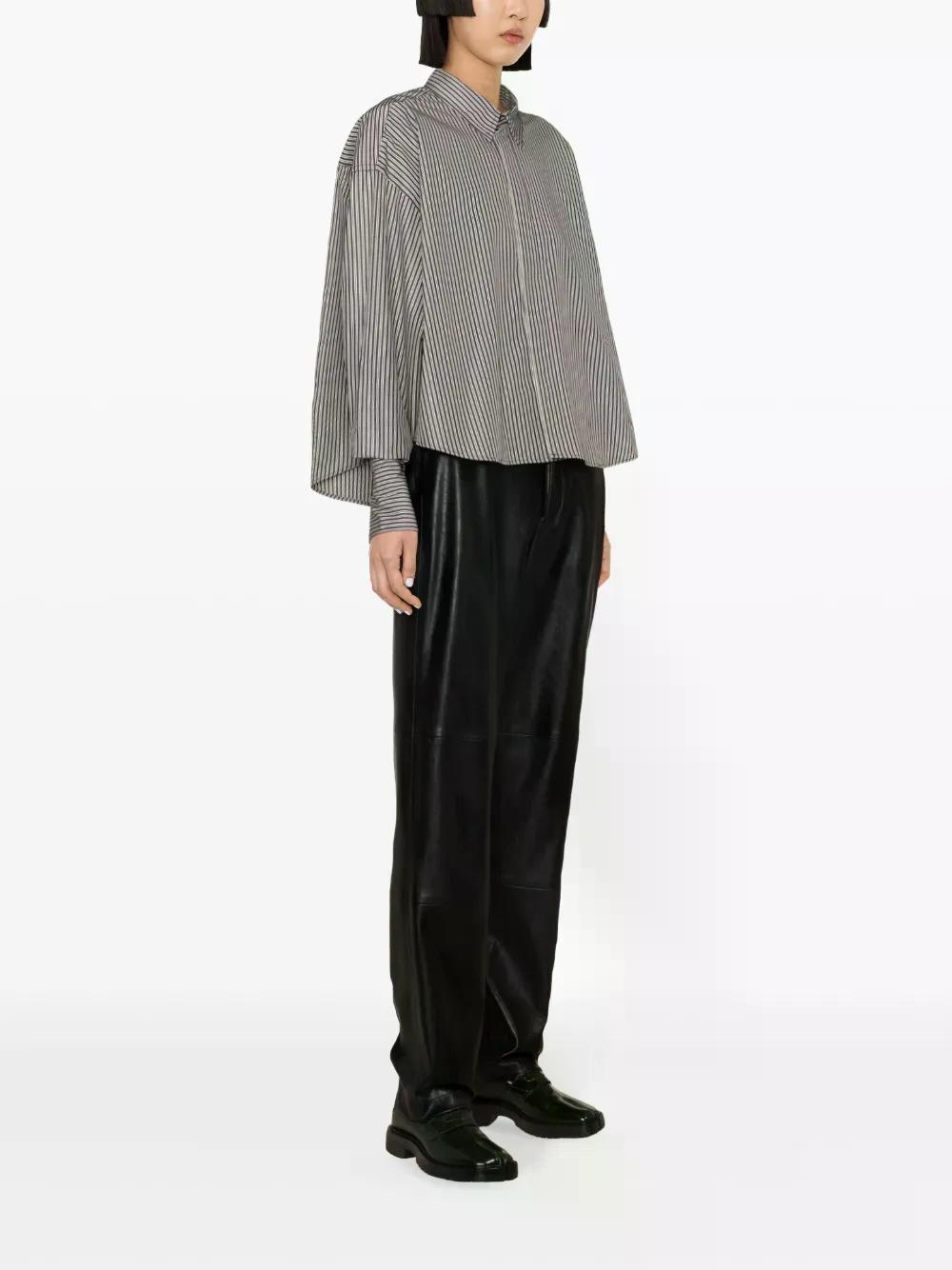 AMI AMI Paris Striped Cotton Cropped Shirt