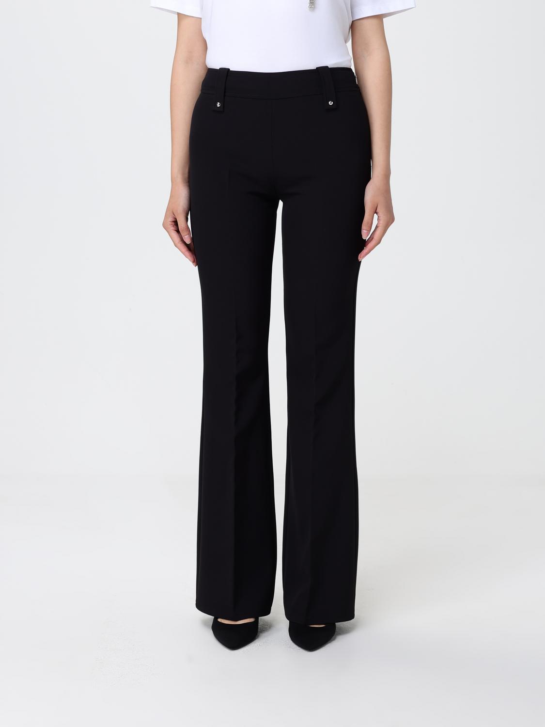 LIU JO Liu Jo High-Waisted Flared Crêpe Trousers with Belt Loops