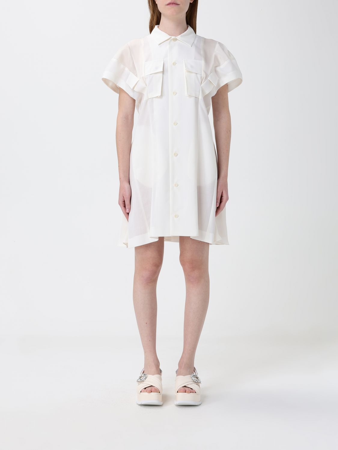 SACAI Sacai Cotton Blend Chemisier Dress