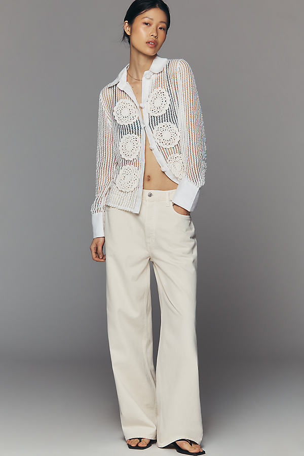 MANDINGA Mandinga Sheer Crochet Appliqué Cardigan