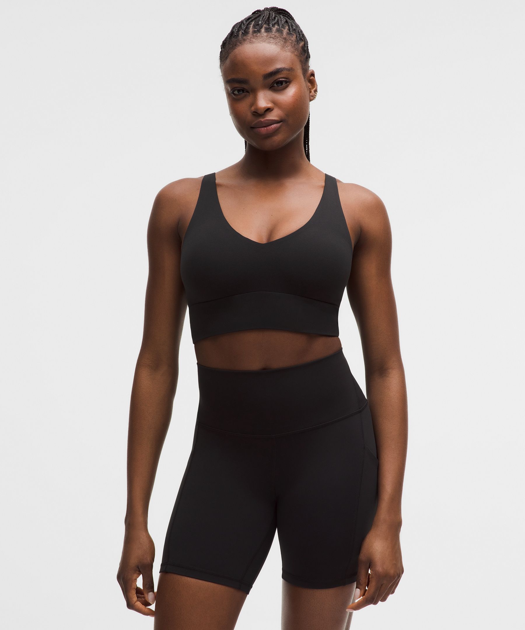 Alo Yoga Airlift Ribbed Jump Start V-Neck Bra - Black | Editorialist