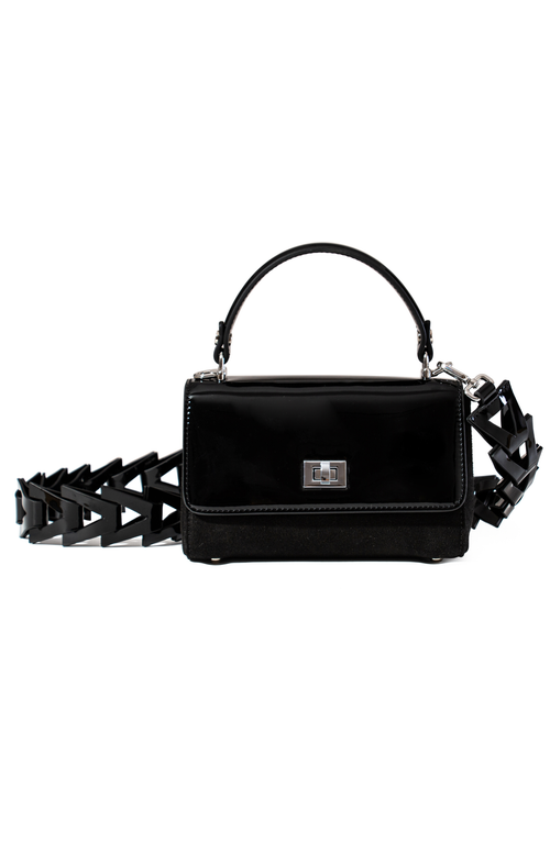 JURGI JURGI Lili Suede and Patent Leather Top Handle Mini Bag