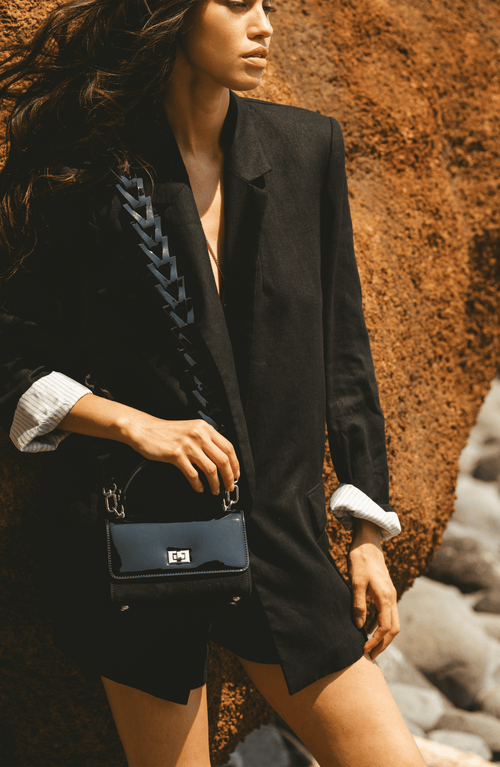 JURGI JURGI Lili Suede and Patent Leather Top Handle Mini Bag