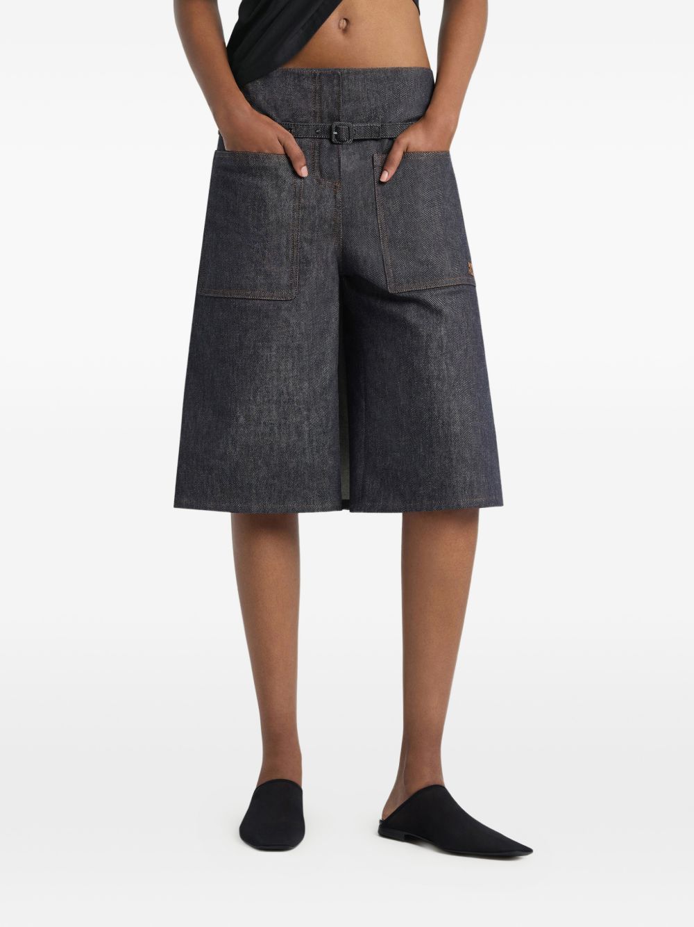COURREGES Courreges Belted Waist Denim Culottes
